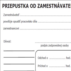 Priepustka od zamestnávateľa | Účtovné tlačivá | ipdf.sk