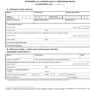 Prihláška na základnú školu | Úradné žiadosti | ipdf.sk
