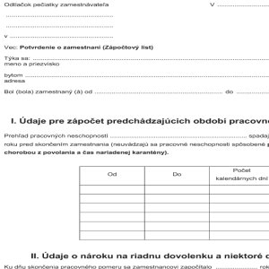 Potvrdenie o zamestnaní - zápočtový list | Pracovné právo | ipdf.sk