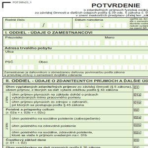 Potvrdenie o príjmoch zamestnanca | Potvrdenia | ipdf.sk
