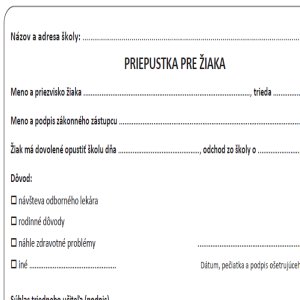 Priepustka pre žiaka zo školy | Potvrdenia | ipdf.sk